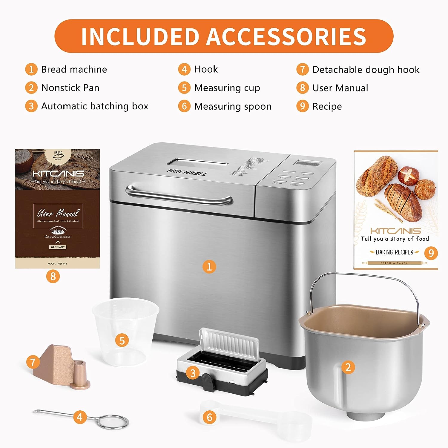 Bread Maker Machines, 19 in 1 Stainless Steel Breadmaker with Automati ...